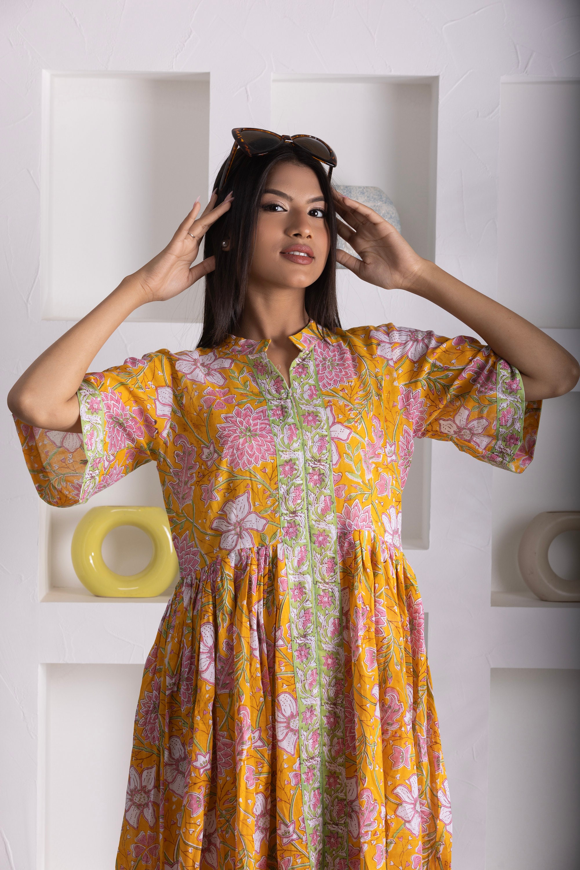 Hand Block Printed Dress Indian Printed Dress Summer Midi Dress ...