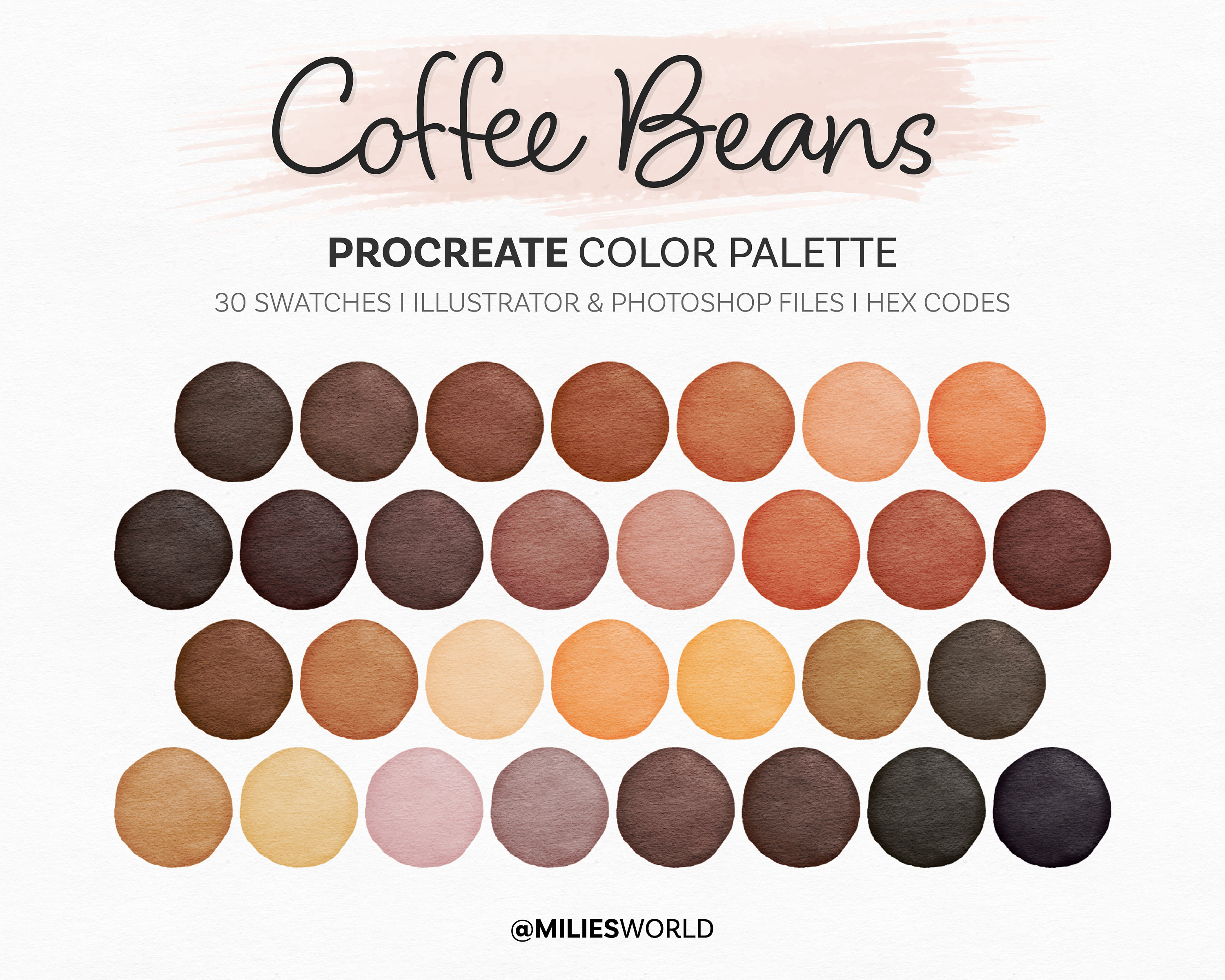 Coffee Beans Procreate Color Palette, Color Swatches, iPad Illustration ...
