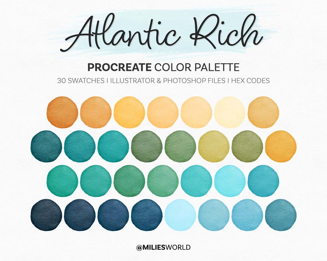 Atlantis Rich Procreate Color Palette, échantillons de couleurs ...