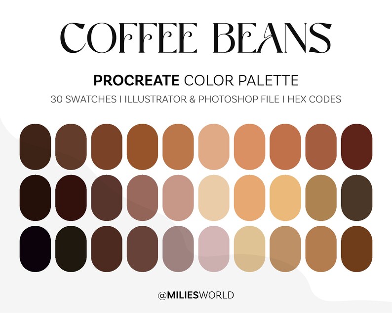 Coffee Beans Procreate Color Palette Color Swatches Ipad - Etsy