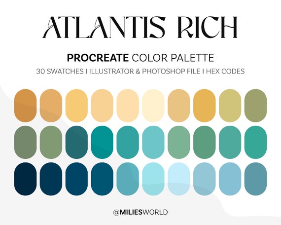 Atlantis Rich Procreate Color Palette Color Swatches Ipad - Etsy