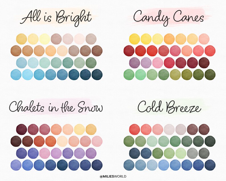 Bright Christmas Color Palette Bundle 360 Color Swatches, iPad ...