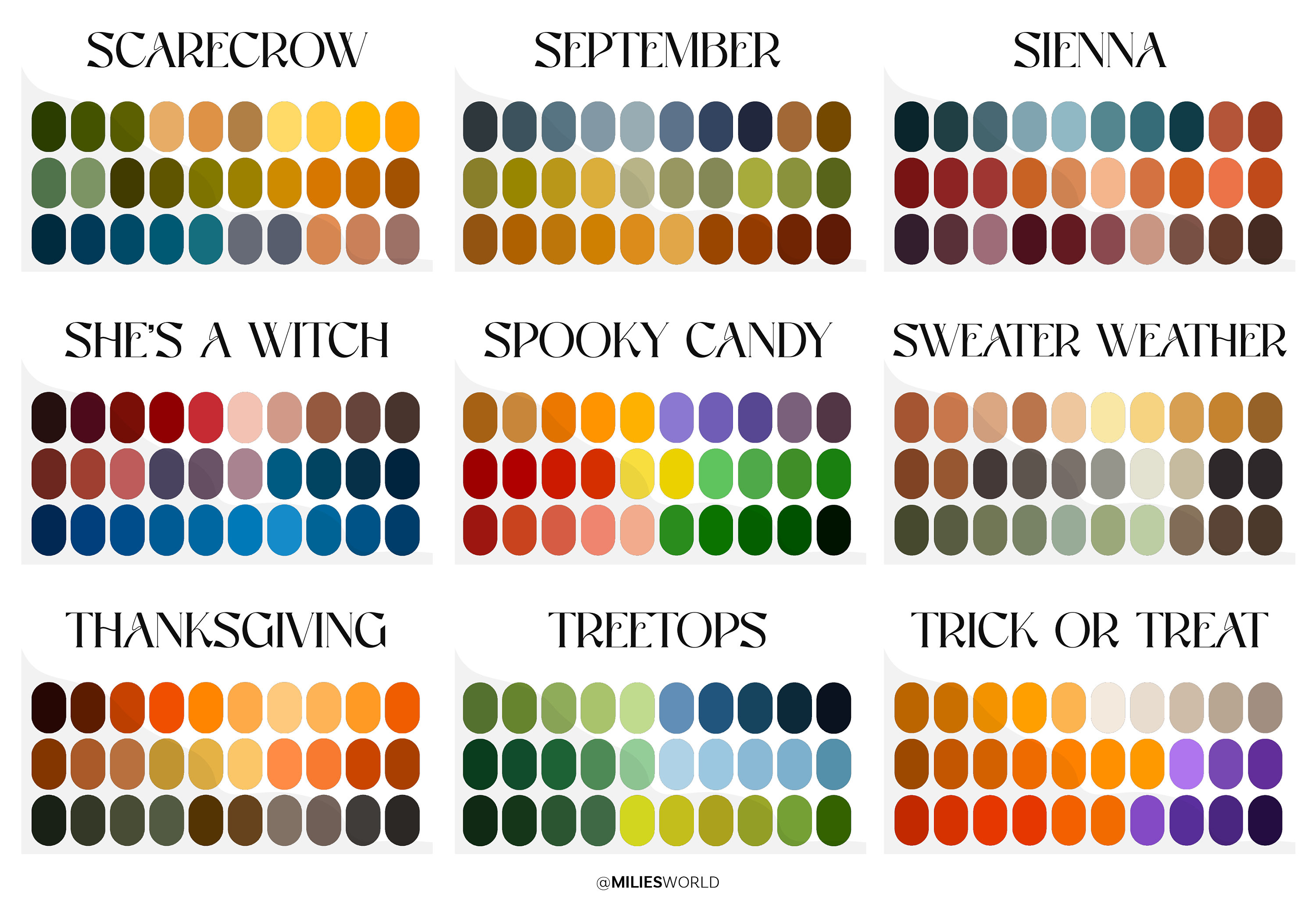 The Ultimate Autumn Color Palette Bundle 1200 Color Swatches, iPad ...