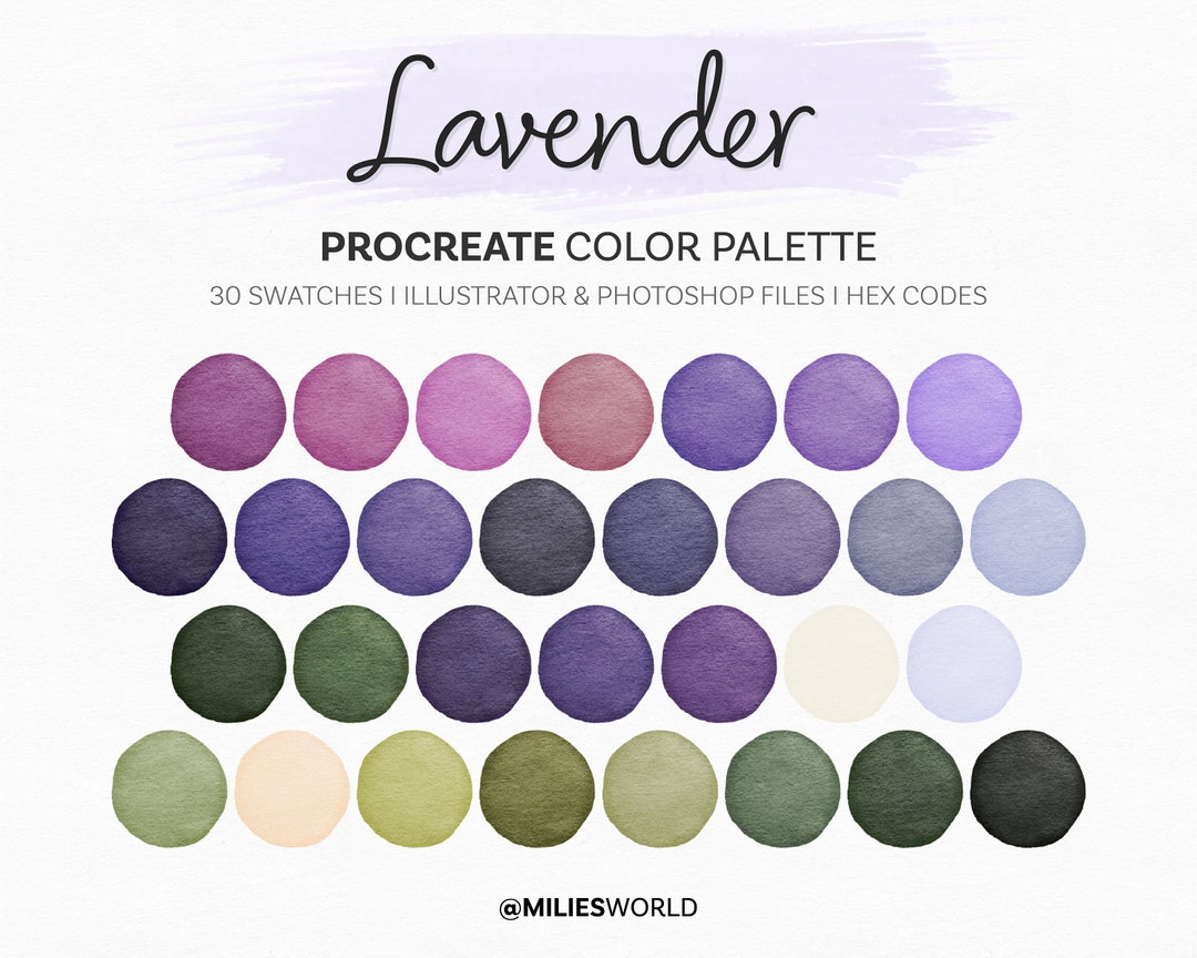 Lavender Procreate Color Palette, Color Swatches, iPad Illustration ...