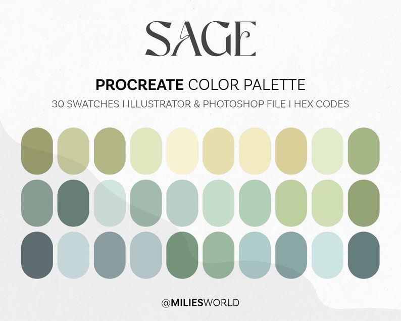 Sage Procreate Color Palette Color Swatches Ipad Etsy Uk