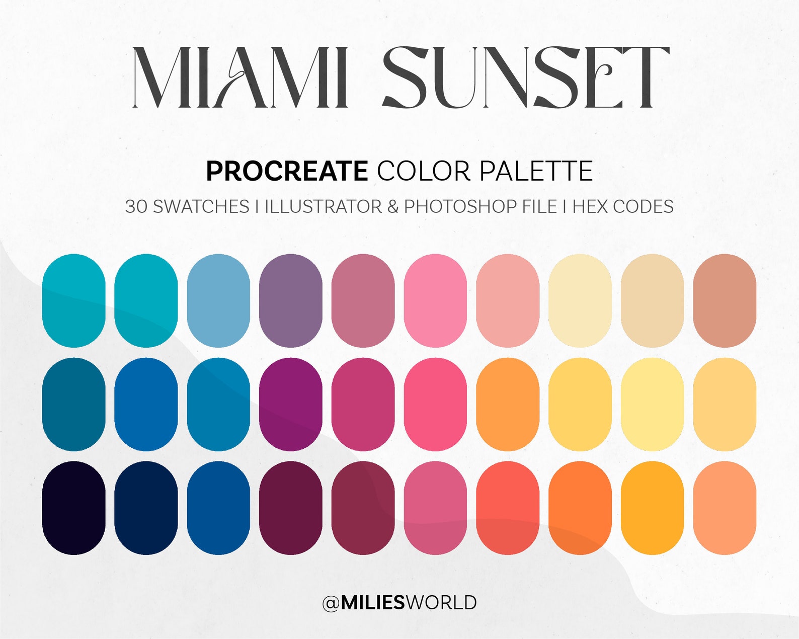 Miami Sunset Procreate Color Palette Color Swatches Ipad Etsy