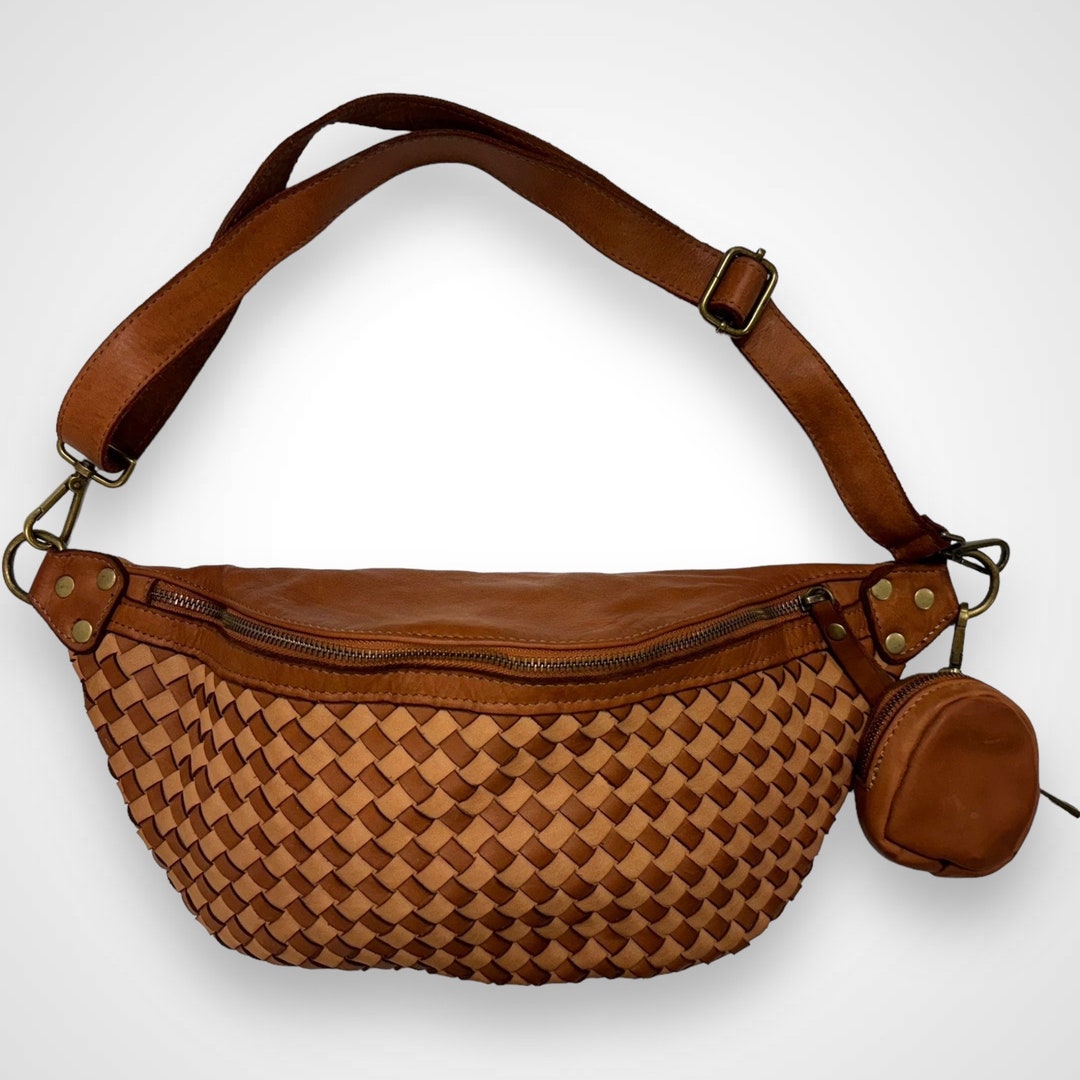 Braided Leather Bag, Buttery Soft Premium Leather, Crossbody Bag, Fanny ...