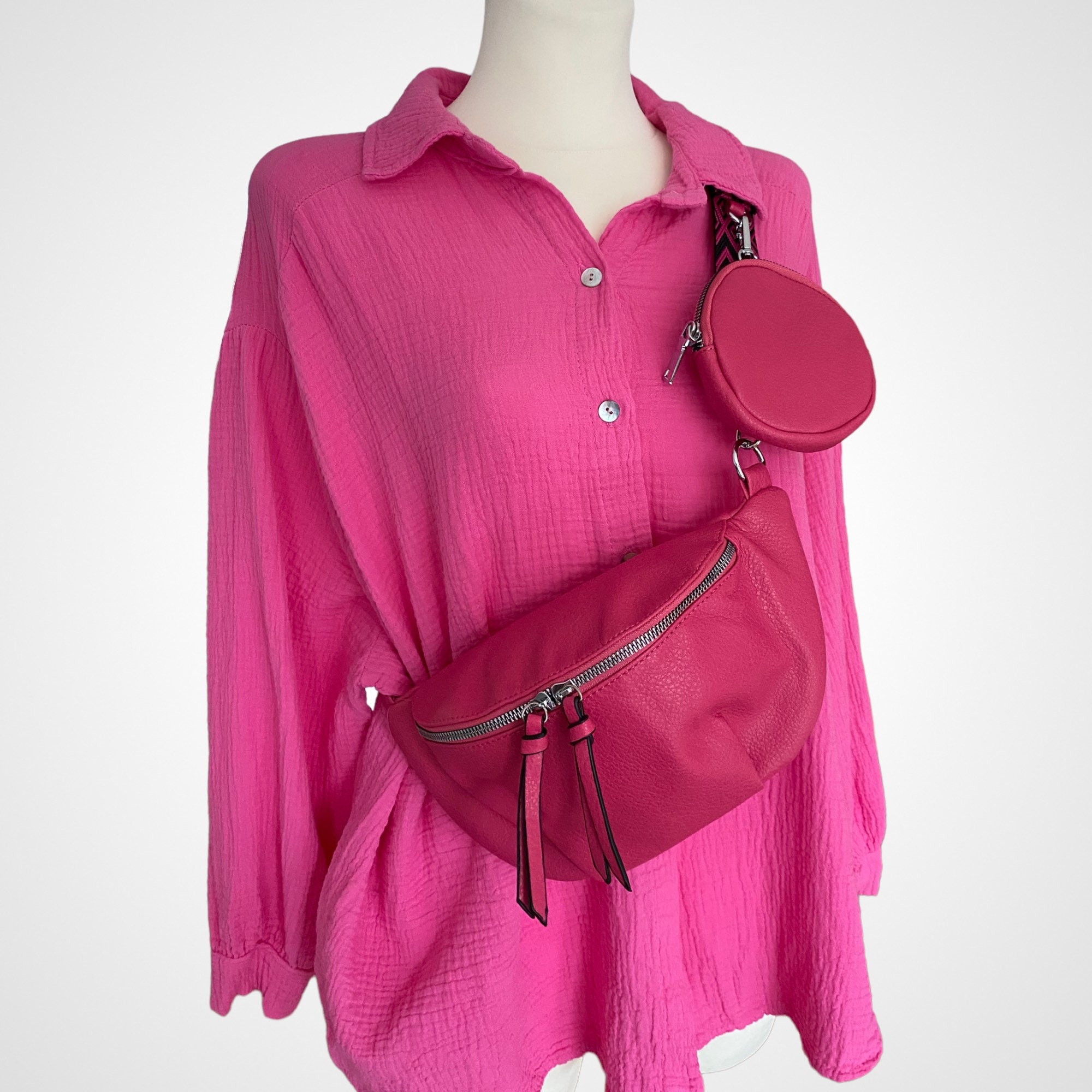 NINA Crossbody Bag Pink Vegan Leather Crossbag Crossbag Waist - Etsy