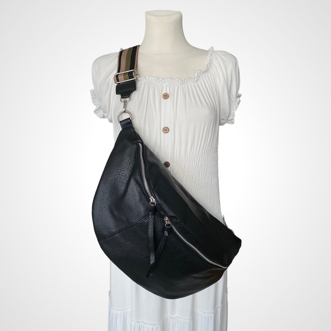 XXL Crossbody Bag, Crossbag Black, Women's Shoulder Bag, Bum Bag Black ...