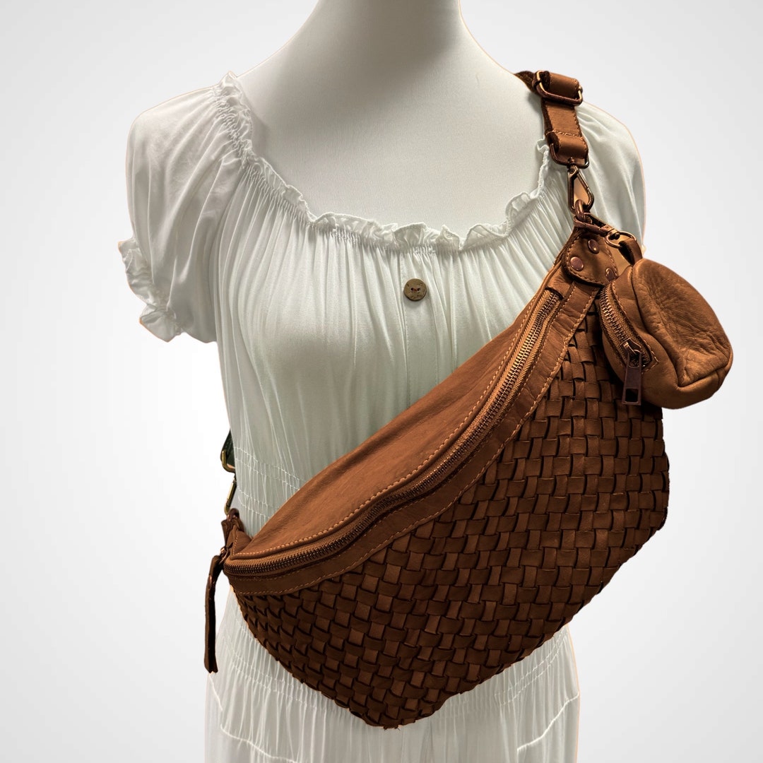 Braided Leather Bag, Buttery Soft Premium Leather, Crossbody Bag, Bum ...