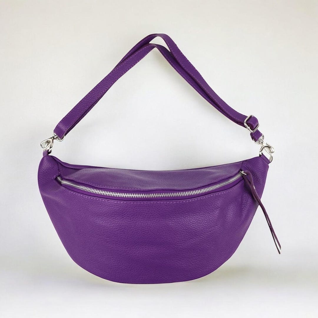 XL Crossbody Bag Leather, Crossbag Purple, Leather Bag Women, Women's ...