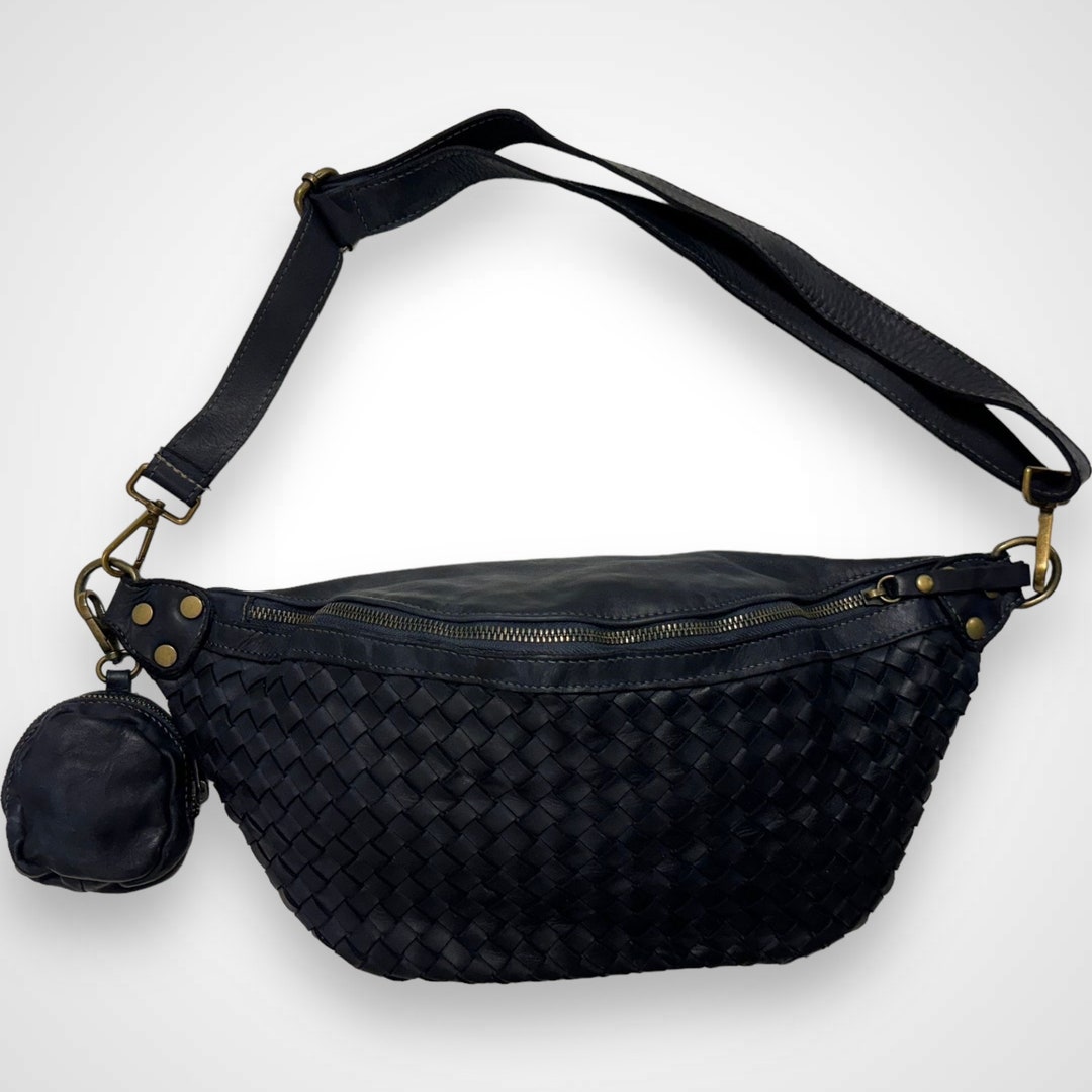 Braided Leather Bag, Buttery Soft Premium Leather, Crossbody Bag, Fanny ...
