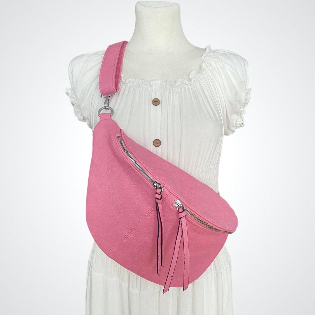 XL Crossbody Bag, Pink, Vegan Leather, Crossbag, Shoulder Bag Faux ...
