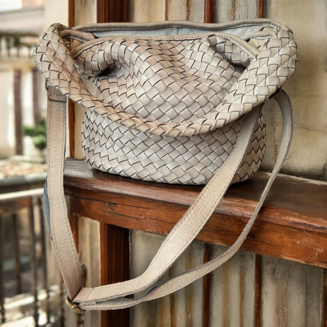 Braided Bucket Bag, Crossbody Bag, Leather Handbag, Women's Shoulder ...