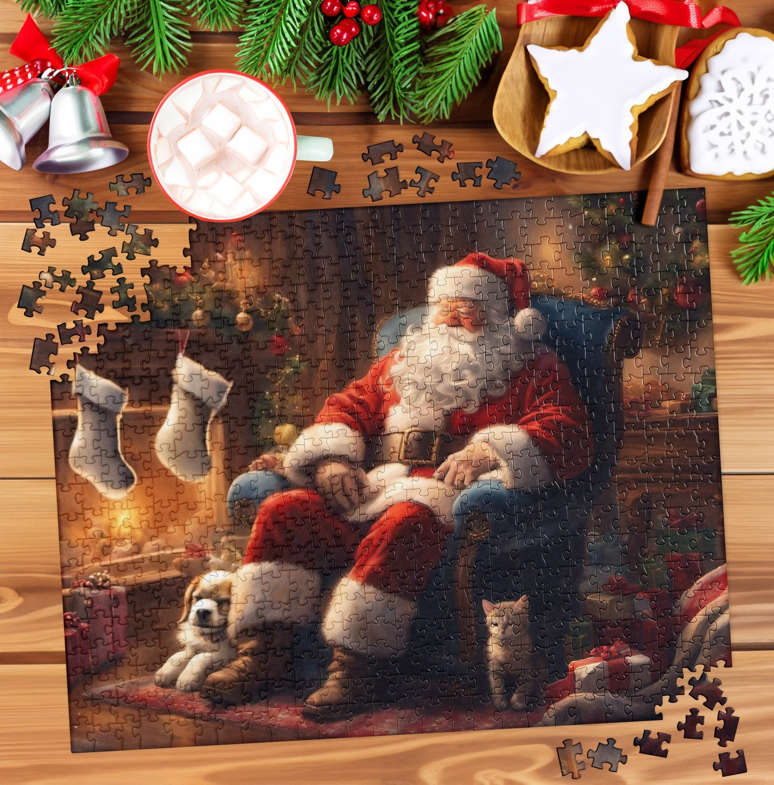 Santa Sleeping Puzzle 520 Pieces Cozy Christmas Relaxation - Etsy