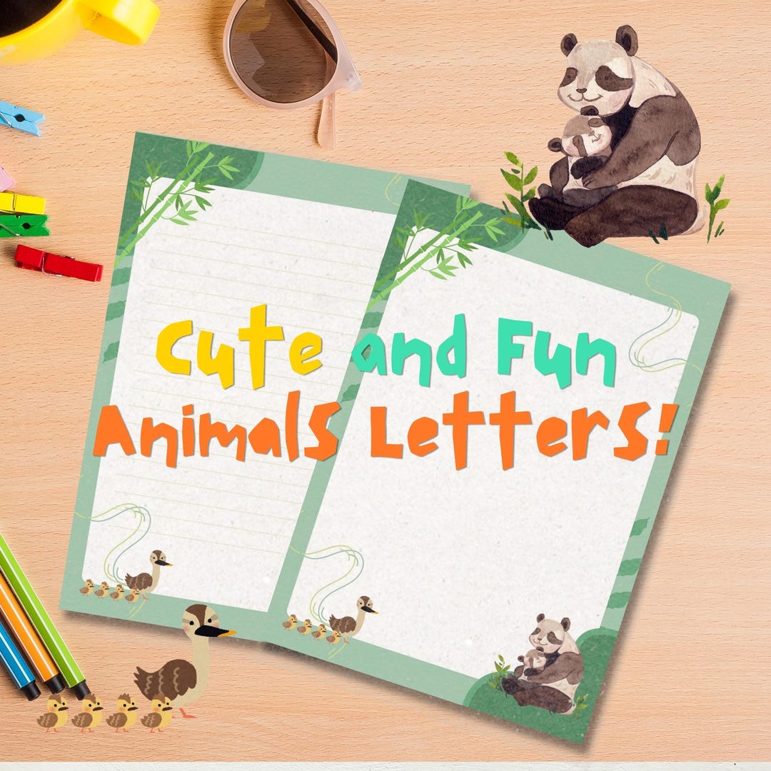 Panda, Ducks, Animals for Kids and Adults Digital Printing Letterhead ...