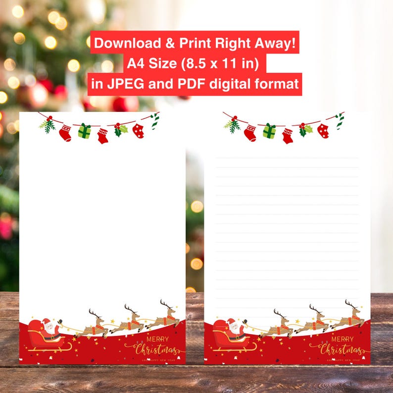 Merry Christmas Santa Claus Digital Printing Letterhead Stationary ...