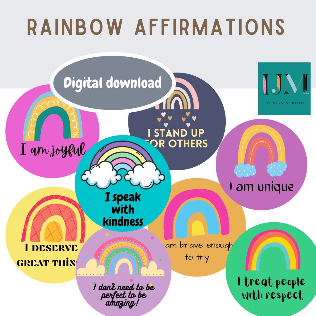 Rainbow Affirmations. Positive Affirmations. Affirmation Station. - Etsy