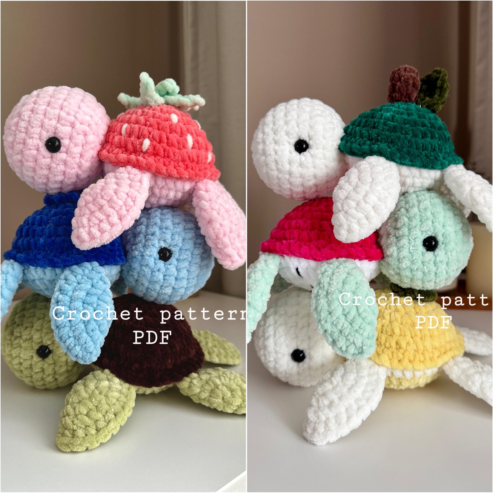 DUO PATTERN: Crochet Pattern 6-in-1 Fruit Turtles | PDF Only ...