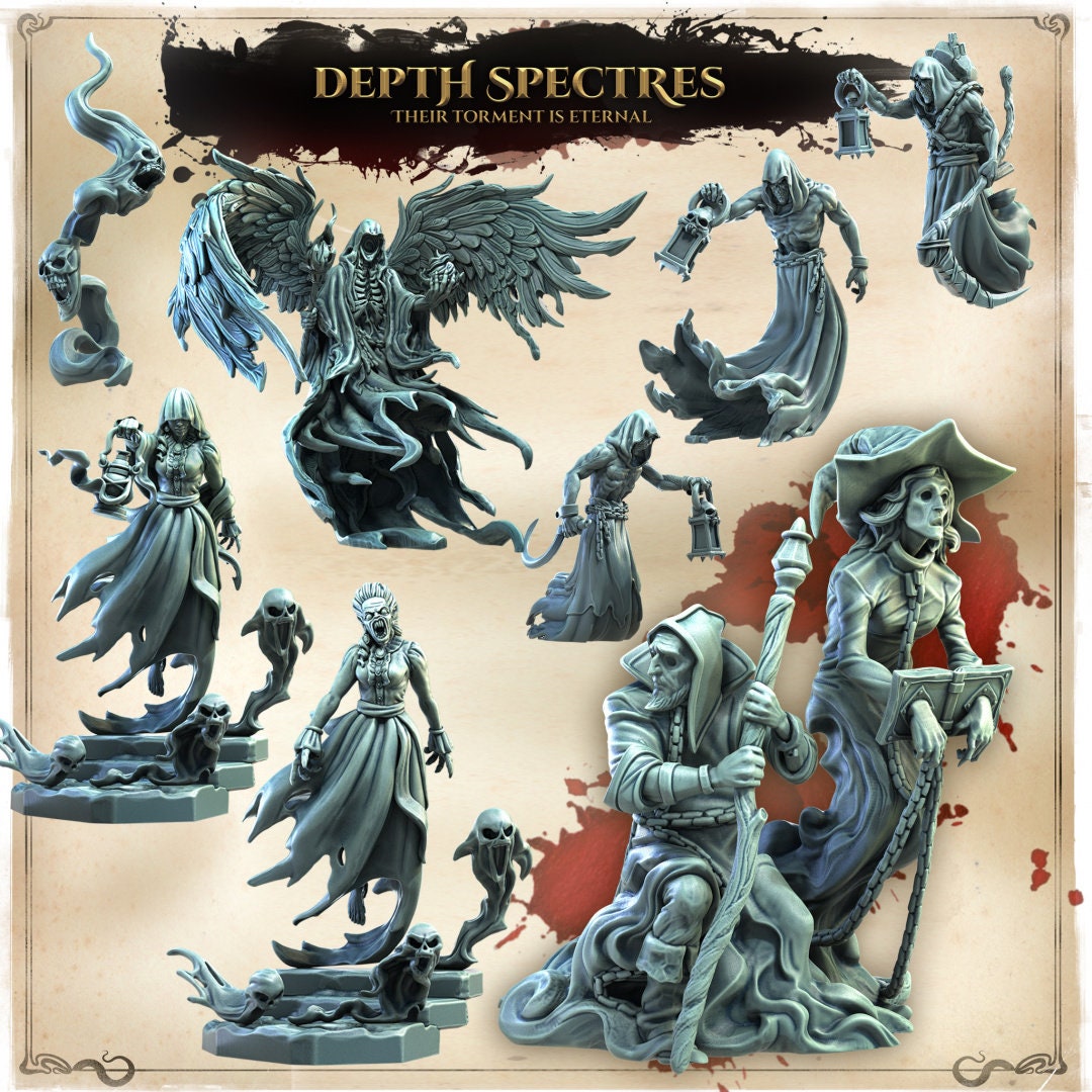 Pack : Depth Spectres Great Grimoire 32mm Wargame and Dnd Miniature - Etsy