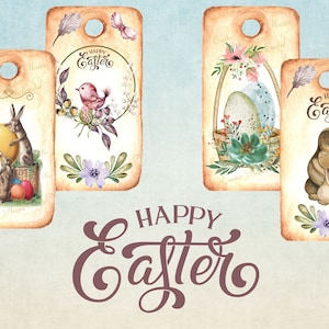 Vintage Easter Gift Tag Set, Printable Easter, Digital Collage Sheet ...