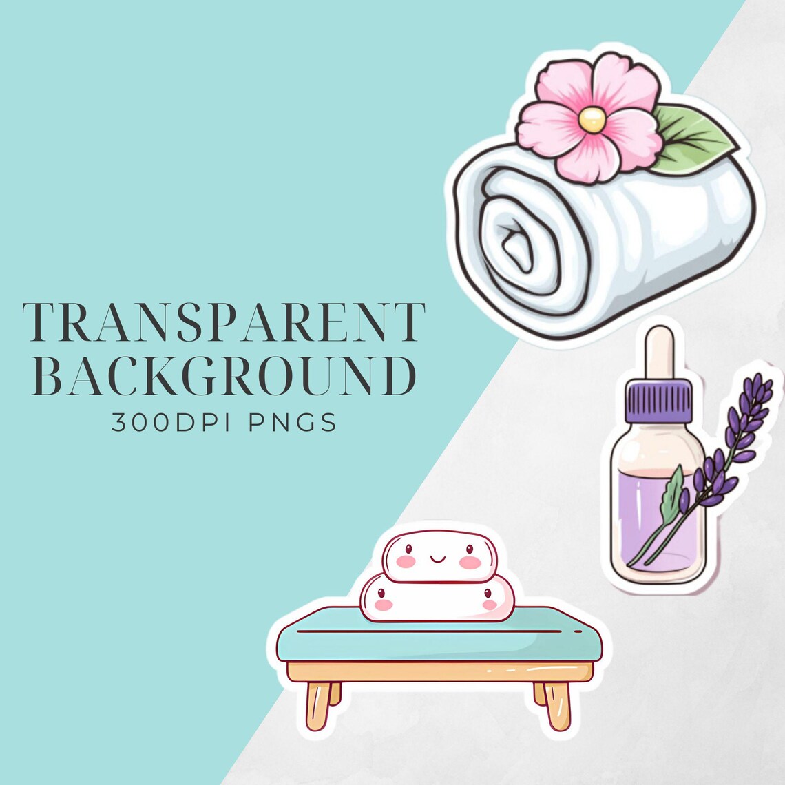 Kawaii Spa Sticker Set | Pastel Massage & Wellness Clipart (15 PNG) - Etsy