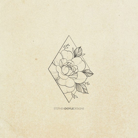 Geo Peony Tattoo Design | Etsy