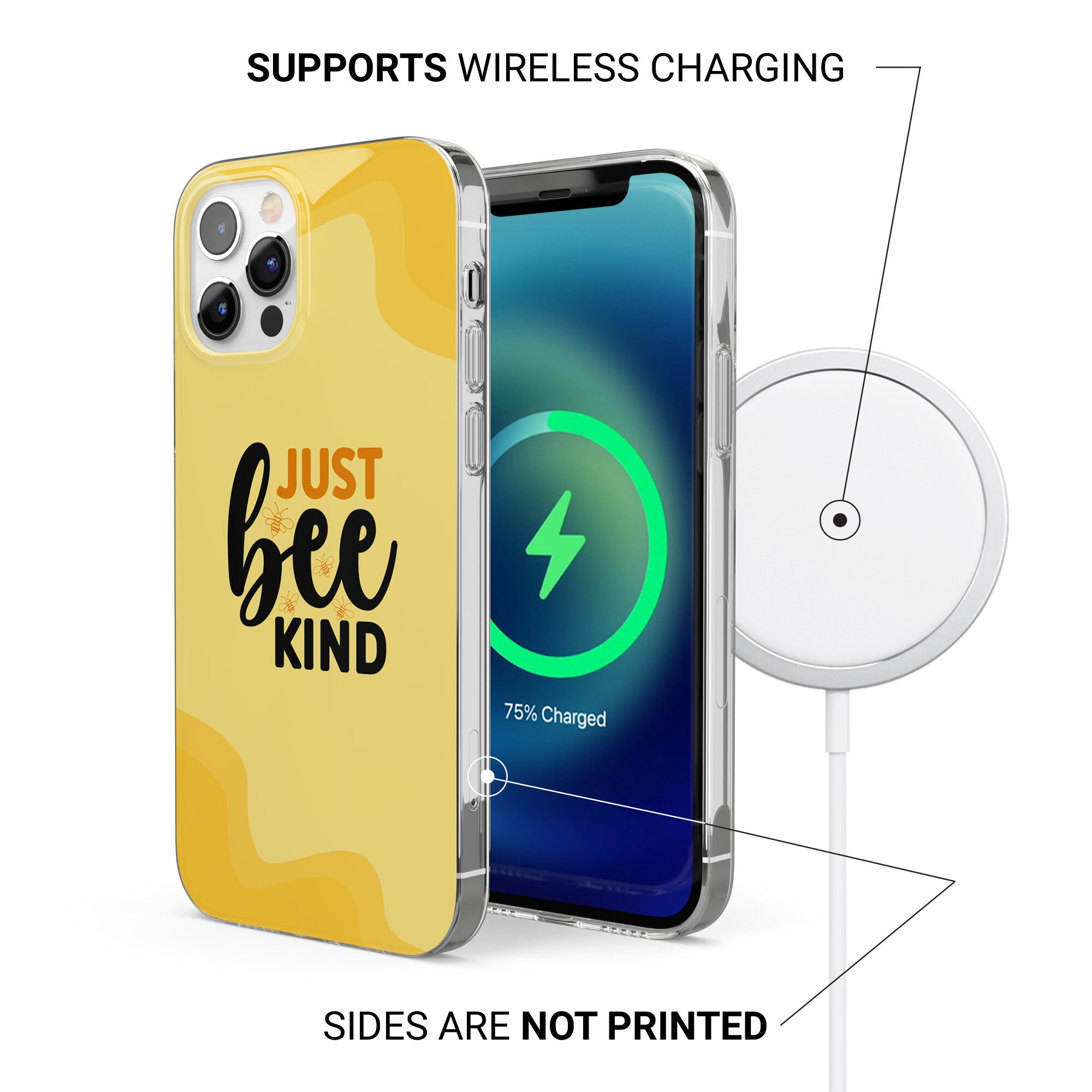 Bee Phone Case Bumble Bee Flower Cover for iPhone 14, 13, 12 Pro, 11 ...