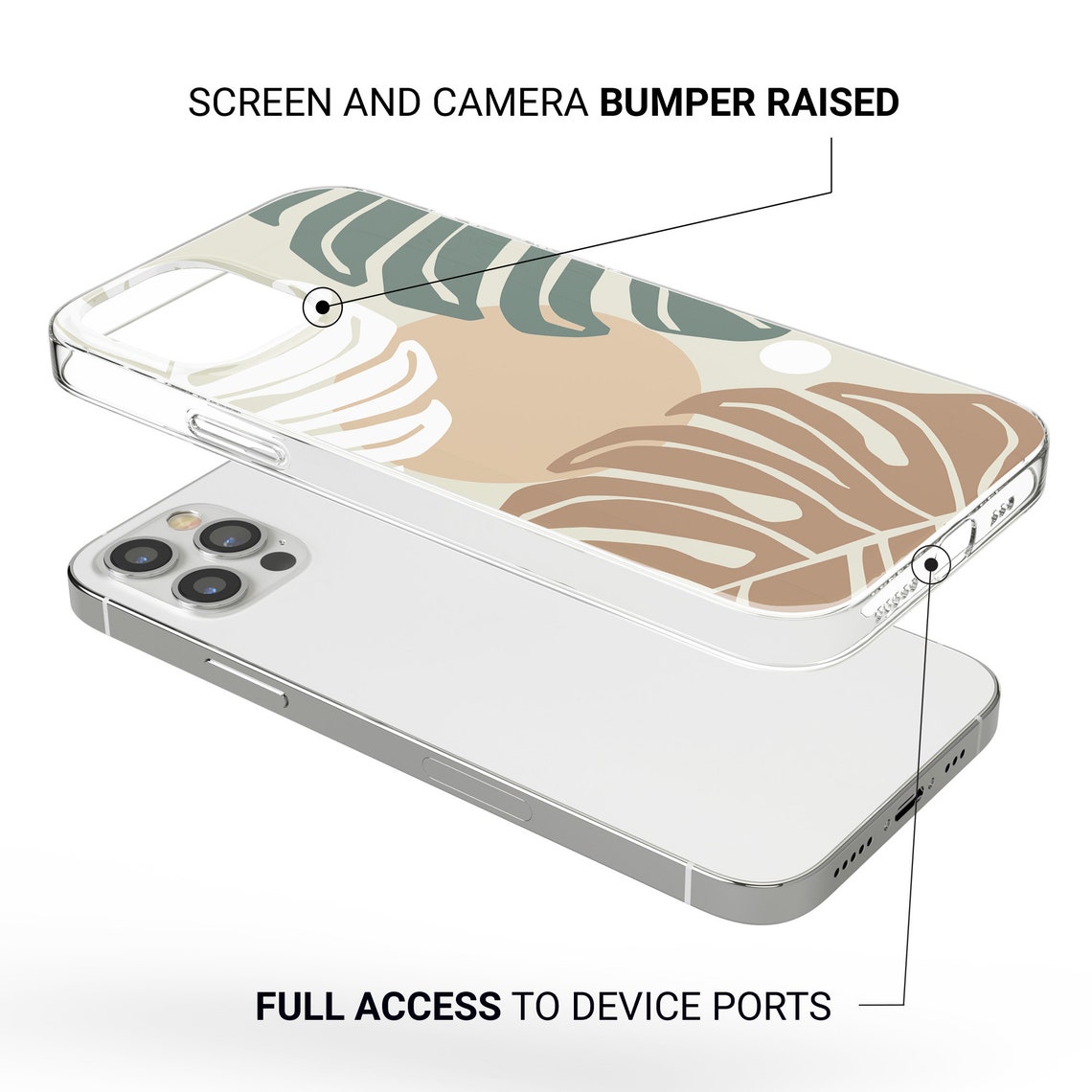 Green Pastel Phone Case Aesthetic Tropical Leave Cover for - Etsy