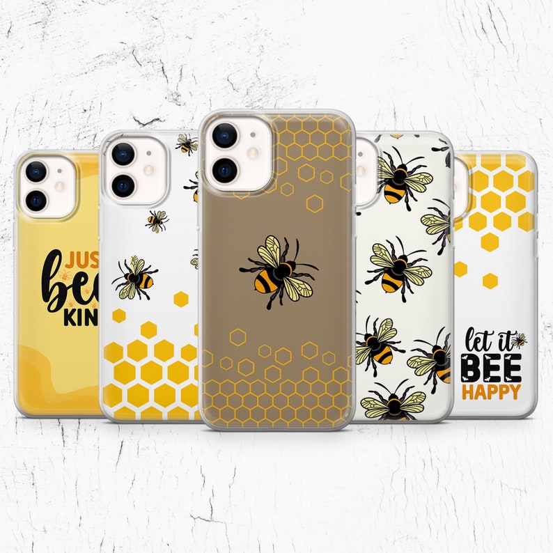 Bee Phone Case Bumble Bee Flower Cover for iPhone 14, 13, 12 Pro, 11 ...
