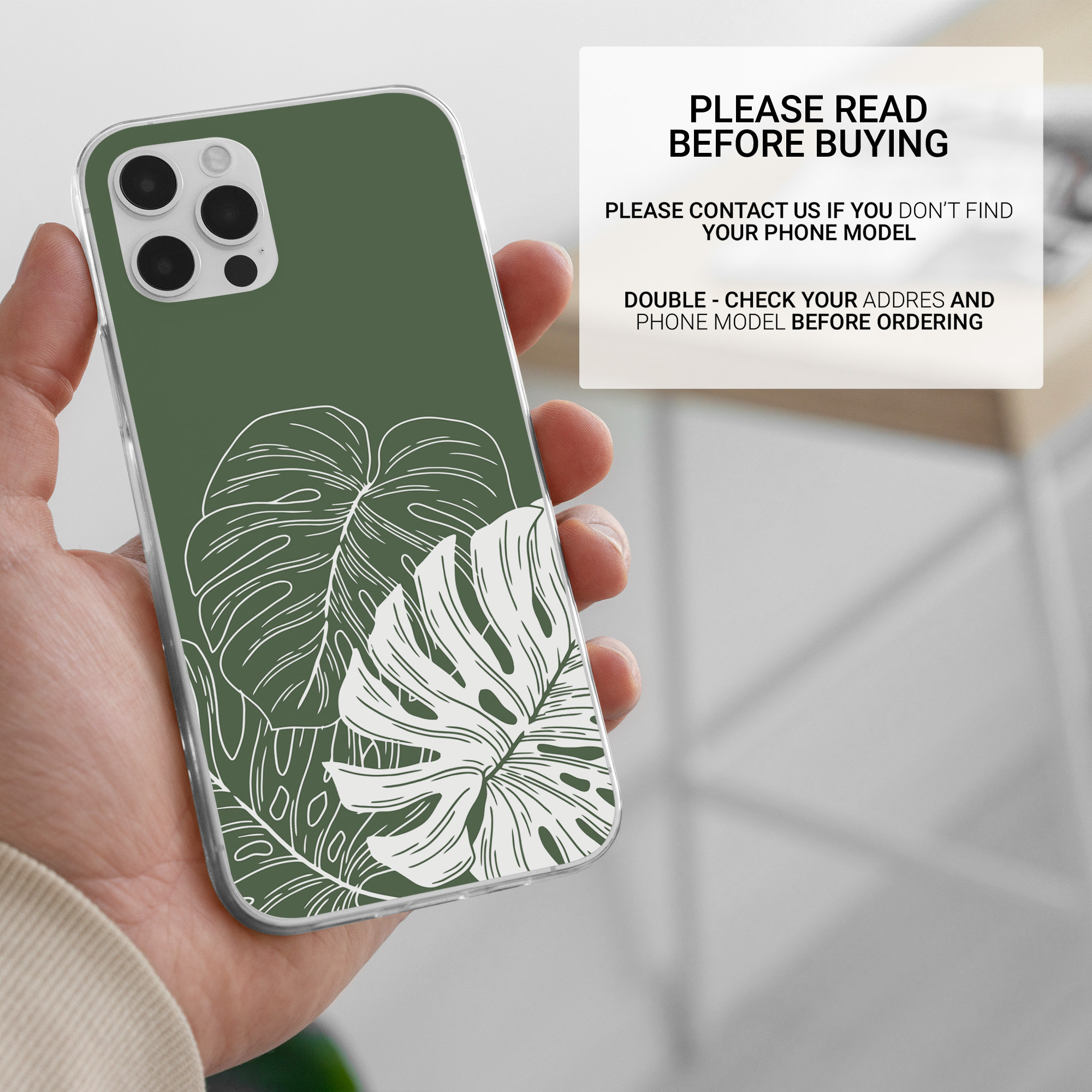 Green Pastel Phone Case Aesthetic Tropical Leave Cover for iPhone 14 ...