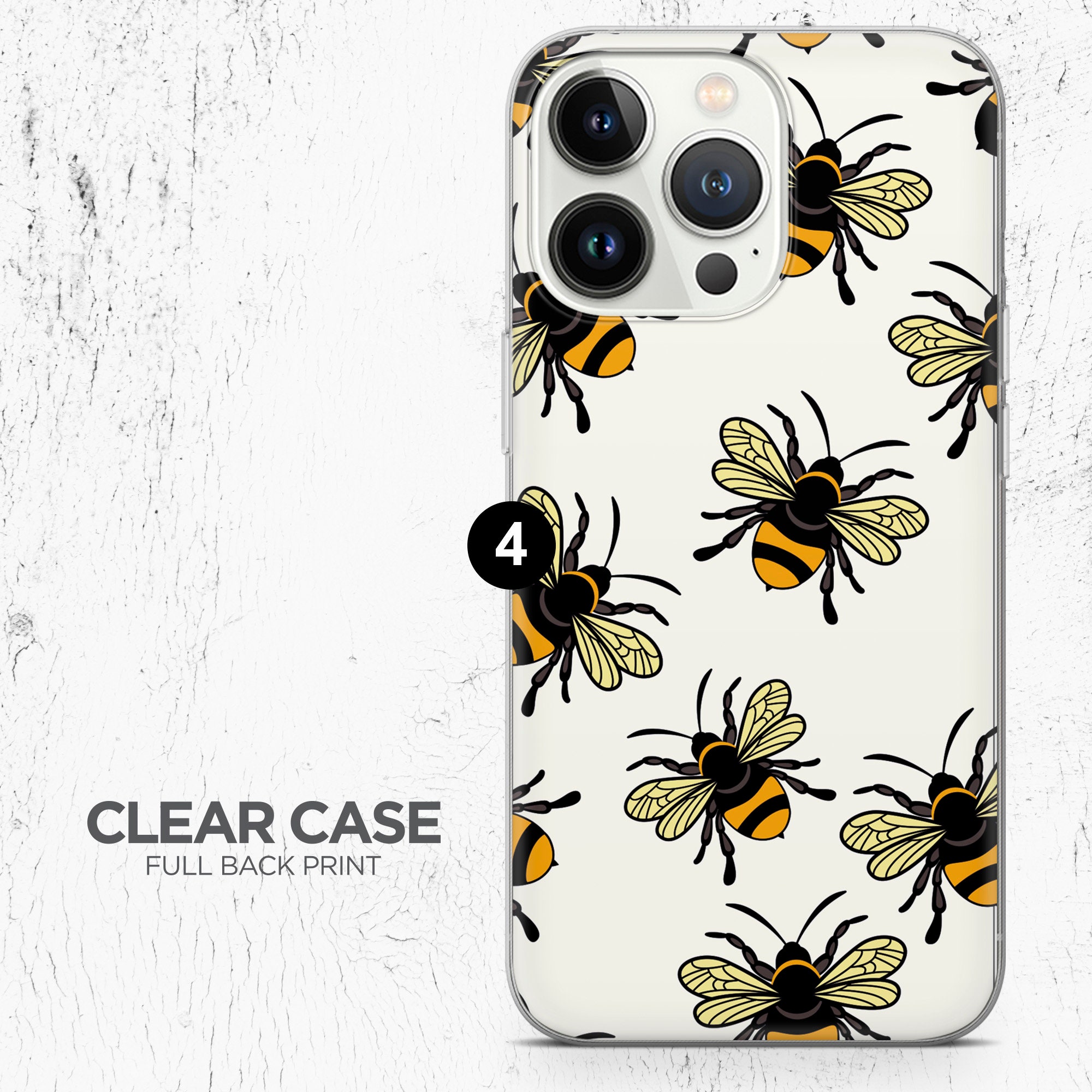 Bee Phone Case Bumble Bee Flower Cover for iPhone 14, 13, 12 Pro, 11 ...