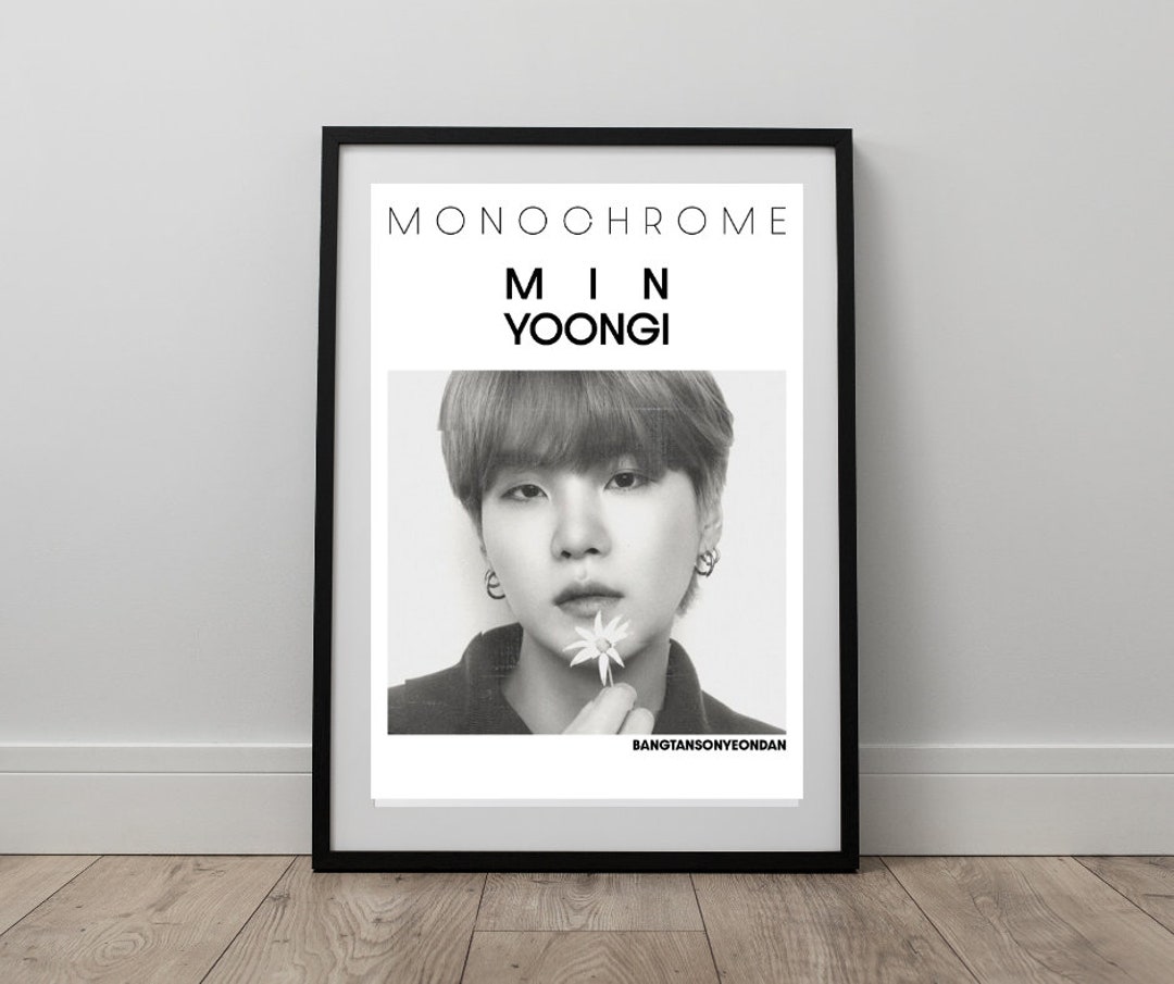 BTS Suga Min Yoongi Monochrome Printable K-pop Digital Poster, Canvas ...