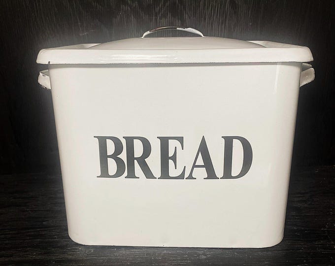 Vintage White Enamel Bread Box - Etsy