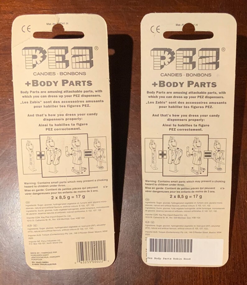 Vintage Pez Body Parts Hockey Player Robin Hood Archer New on Cards Lot ...