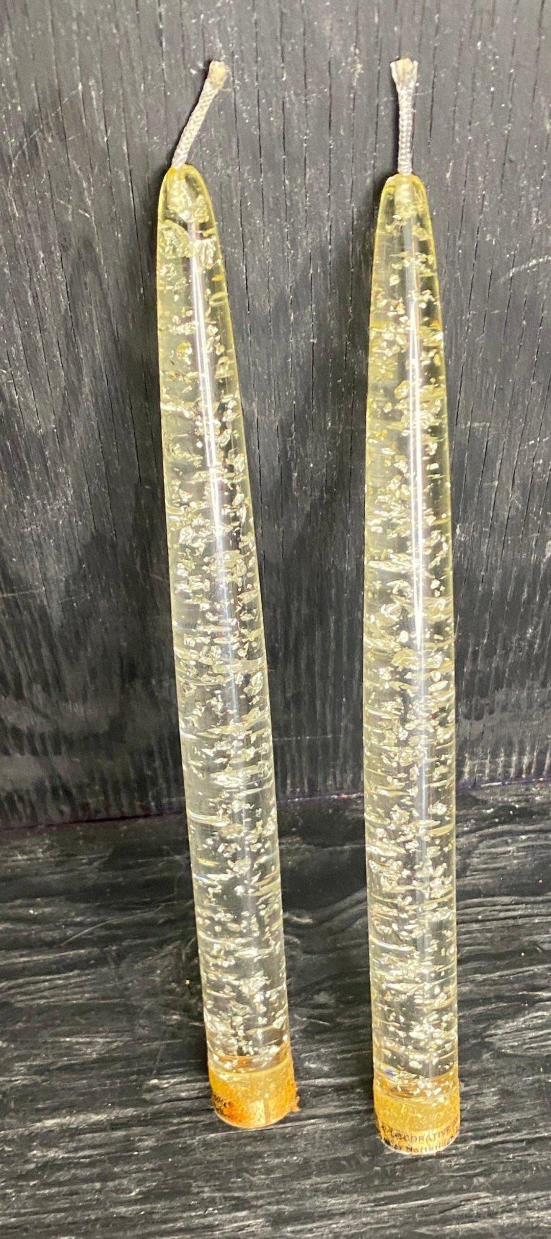 Vintage Clear and Silver Lucite Candles - Etsy