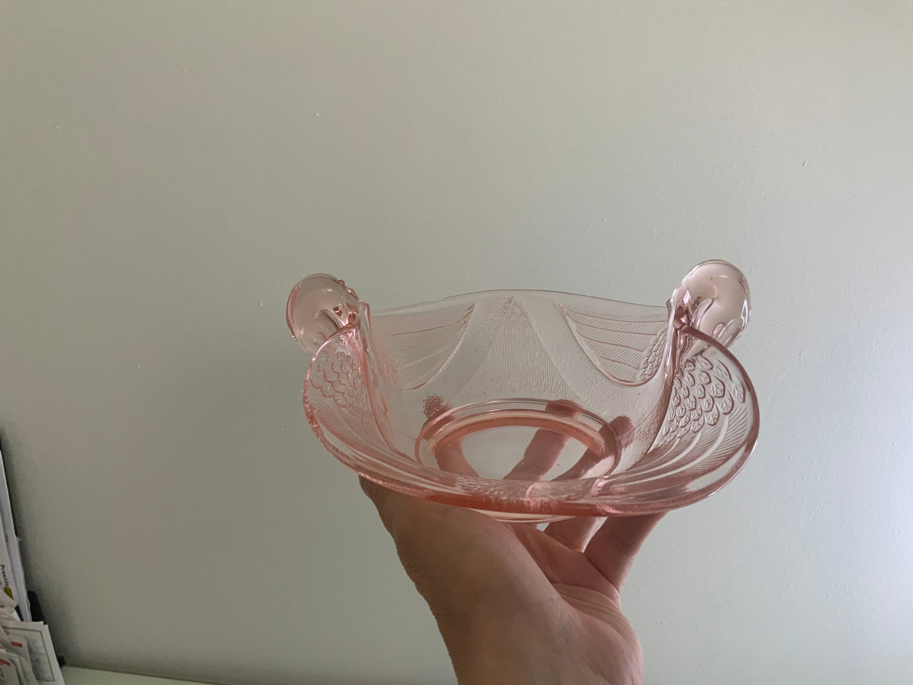 Vintage Pink Depression Glass Swan Candy Dish Bowl - Etsy