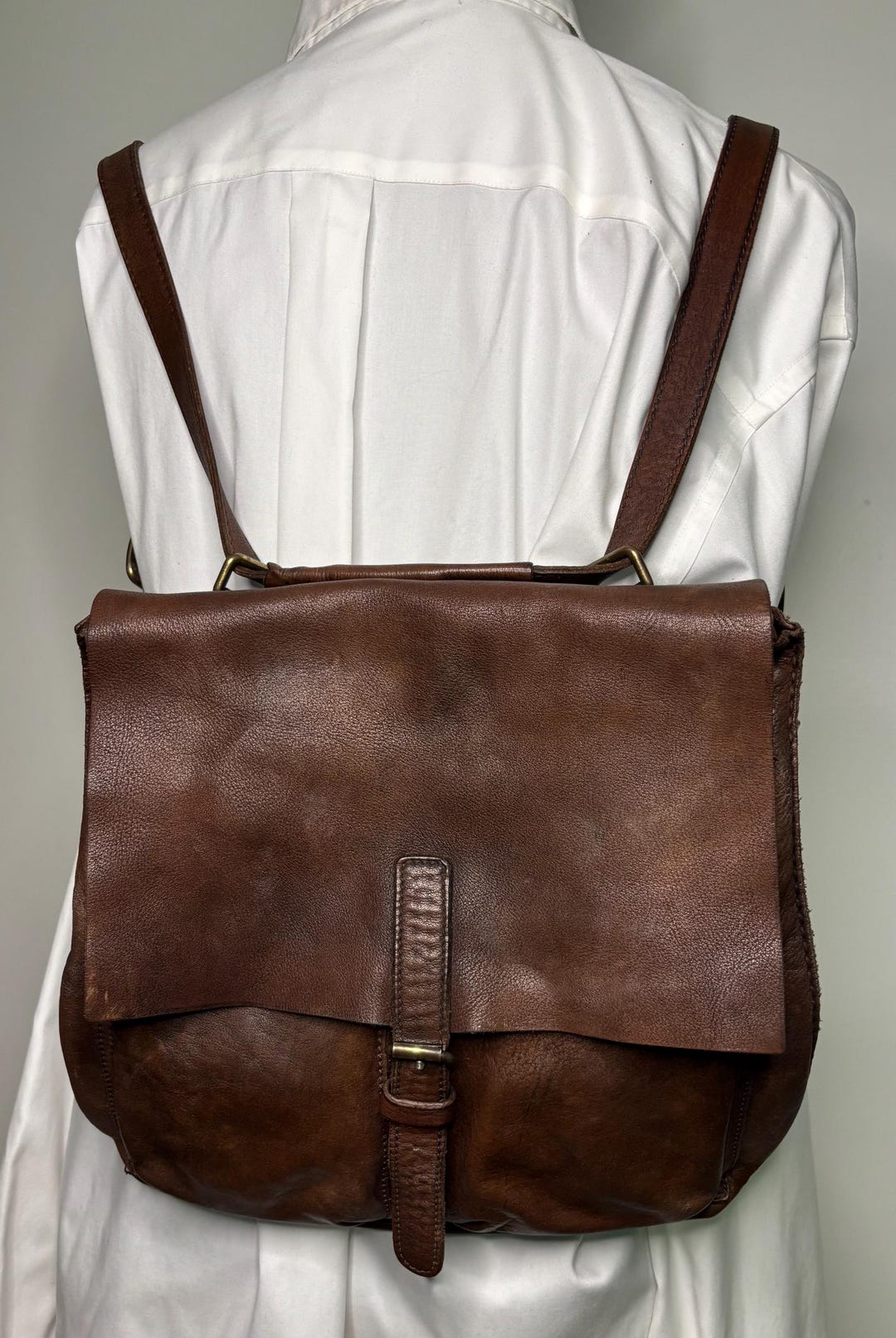 Roots Brown Leather Backpack - Etsy