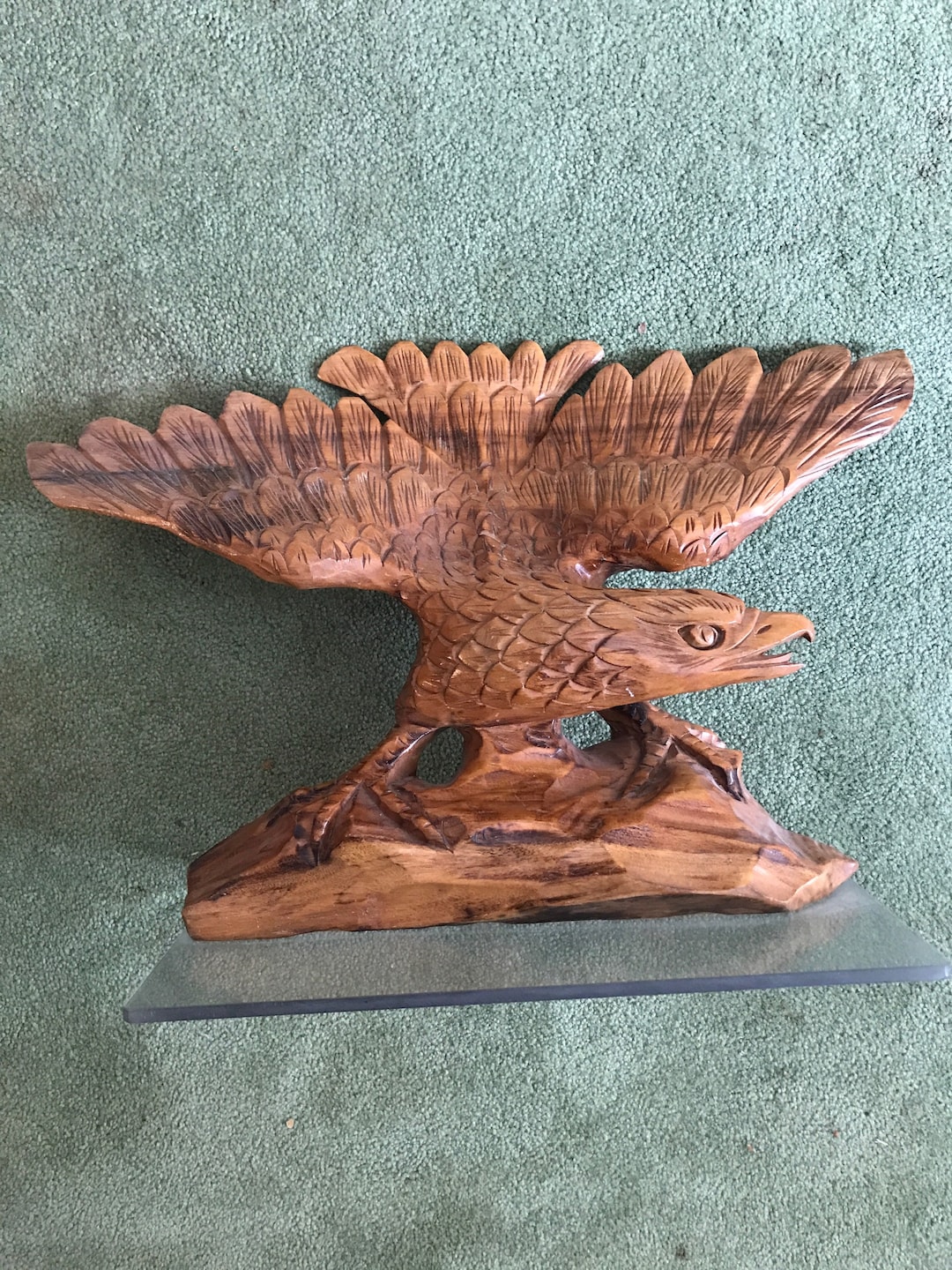 Vintage Hand Carved Wooden Eagle Sculpture - Etsy
