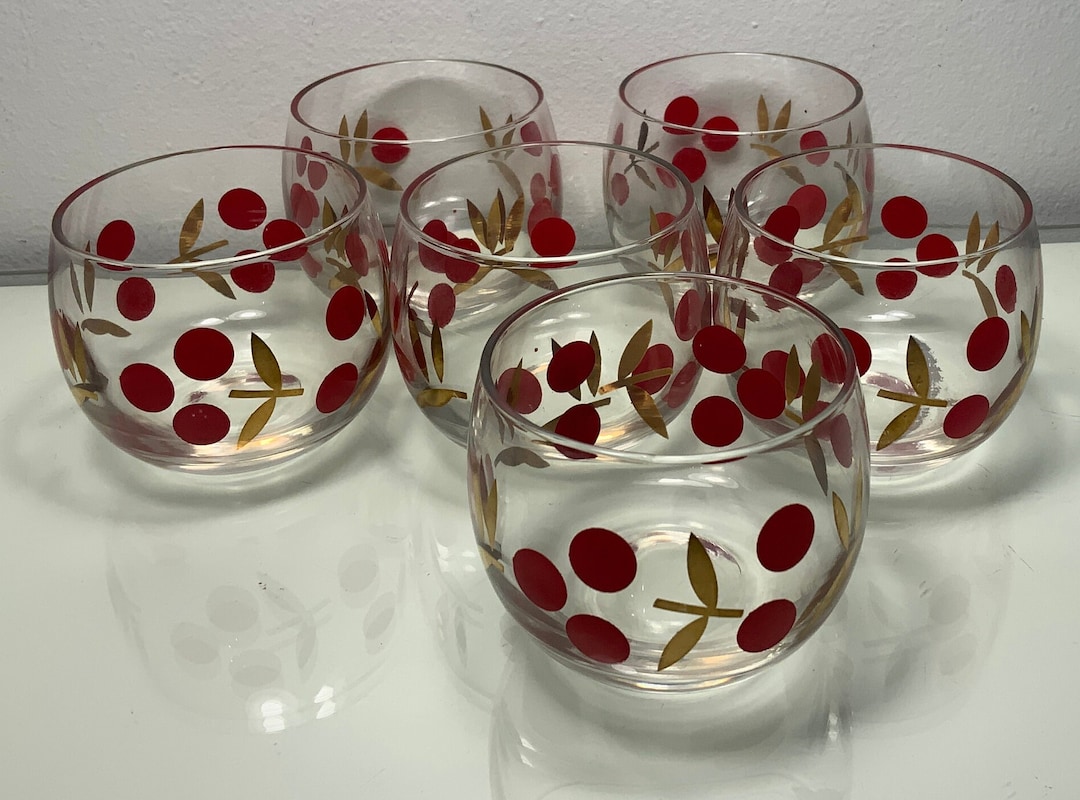 Federal Glass Roly Poly Cherry Lowball Bar Glasses Set of 6 - Etsy