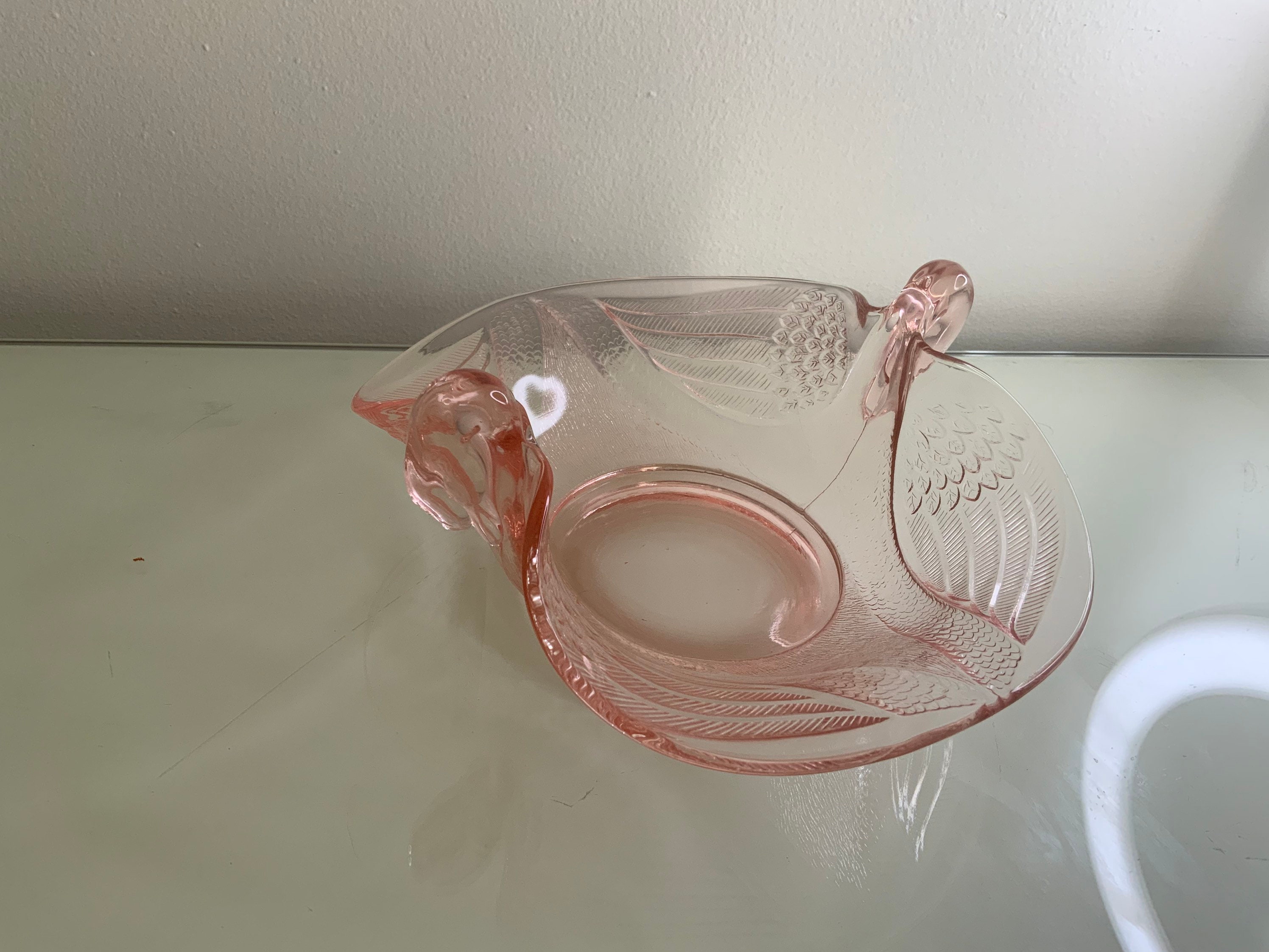 Vintage Pink Depression Glass Swan Candy Dish Bowl - Etsy