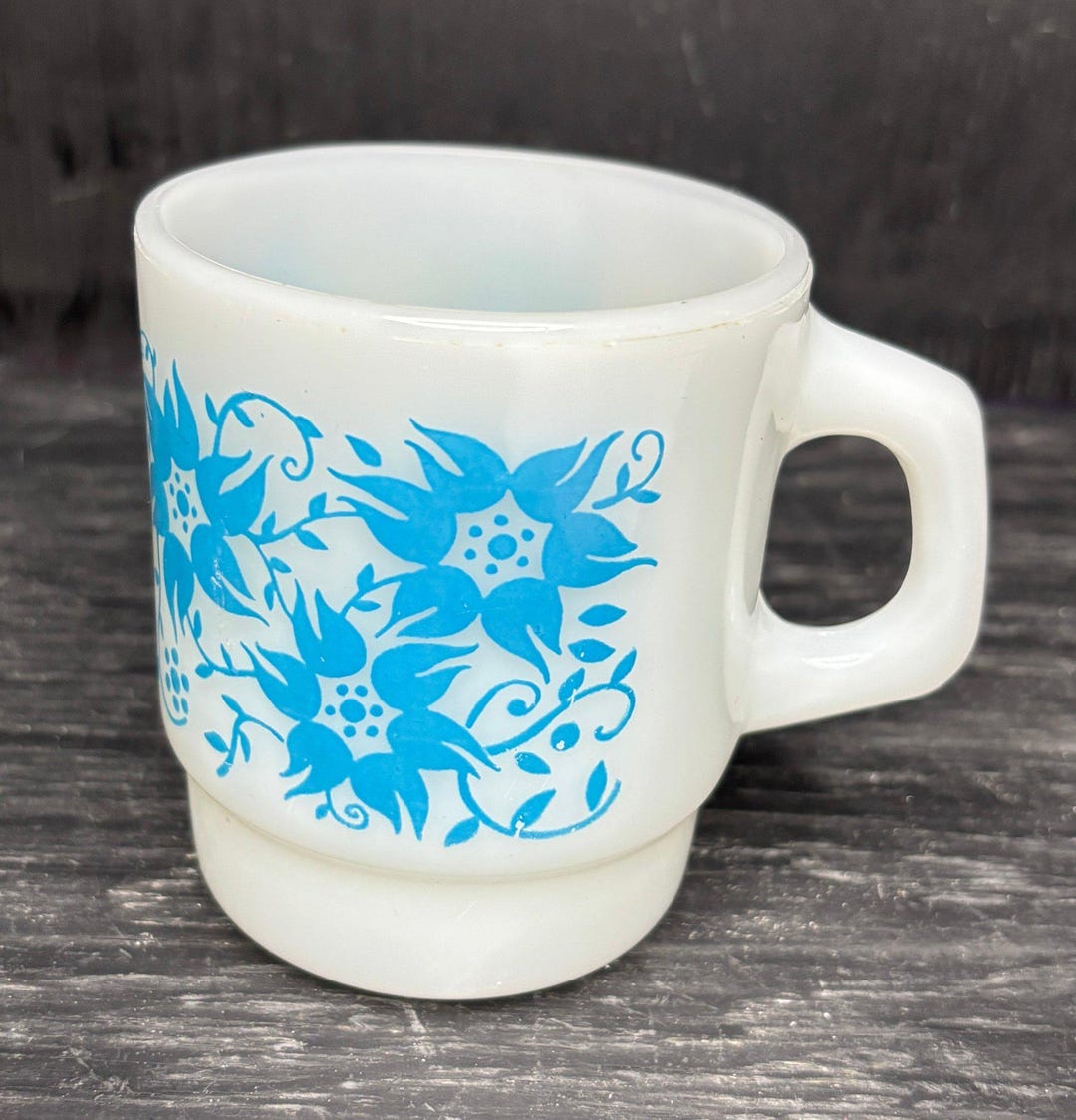 Anchor Hocking Fire King Blue Floral Mugs - Etsy