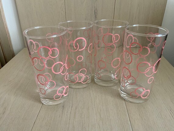 Vintage MCM Circle Pattern Retro Drink Glasses - Etsy