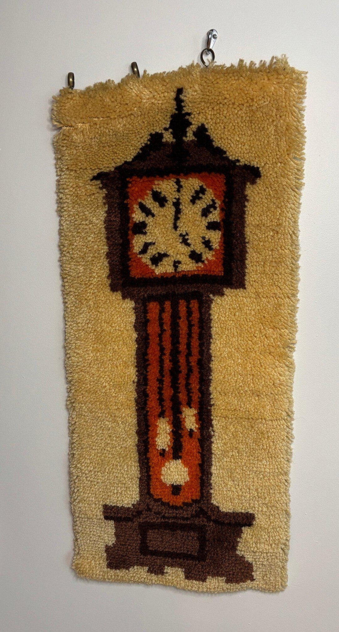 Vintage Grandfather Clock Latch Hook Tapestry - Etsy