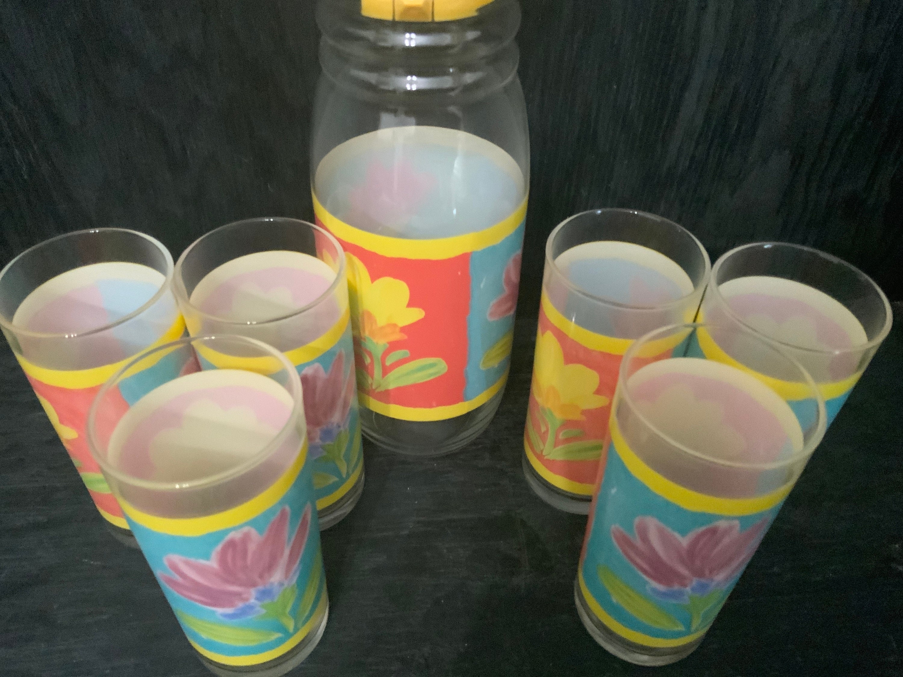 Vintage Gardenia Luminarc Arc France Pitcher and Glasses Set - Etsy