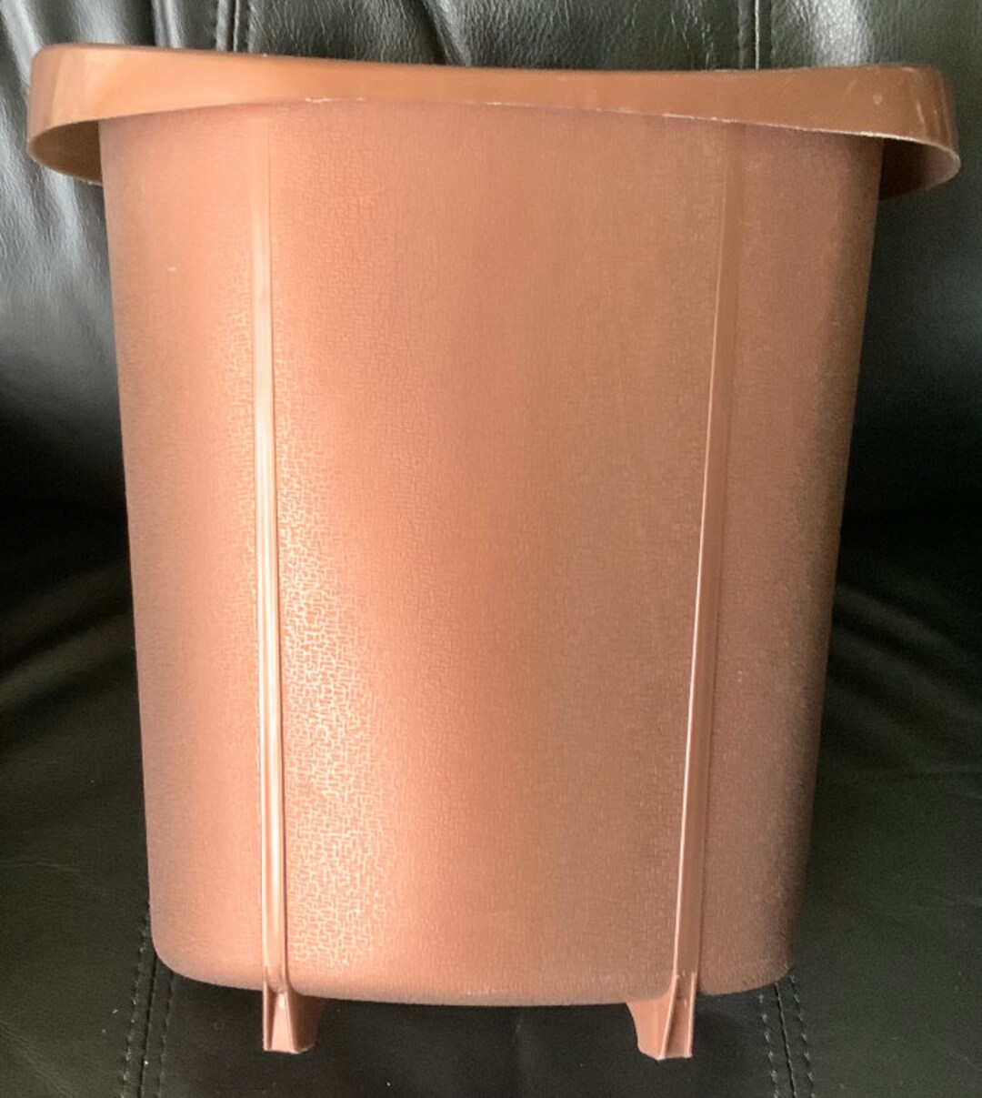 Vintage Brown Wastebasket With Gold Flower Design - Etsy
