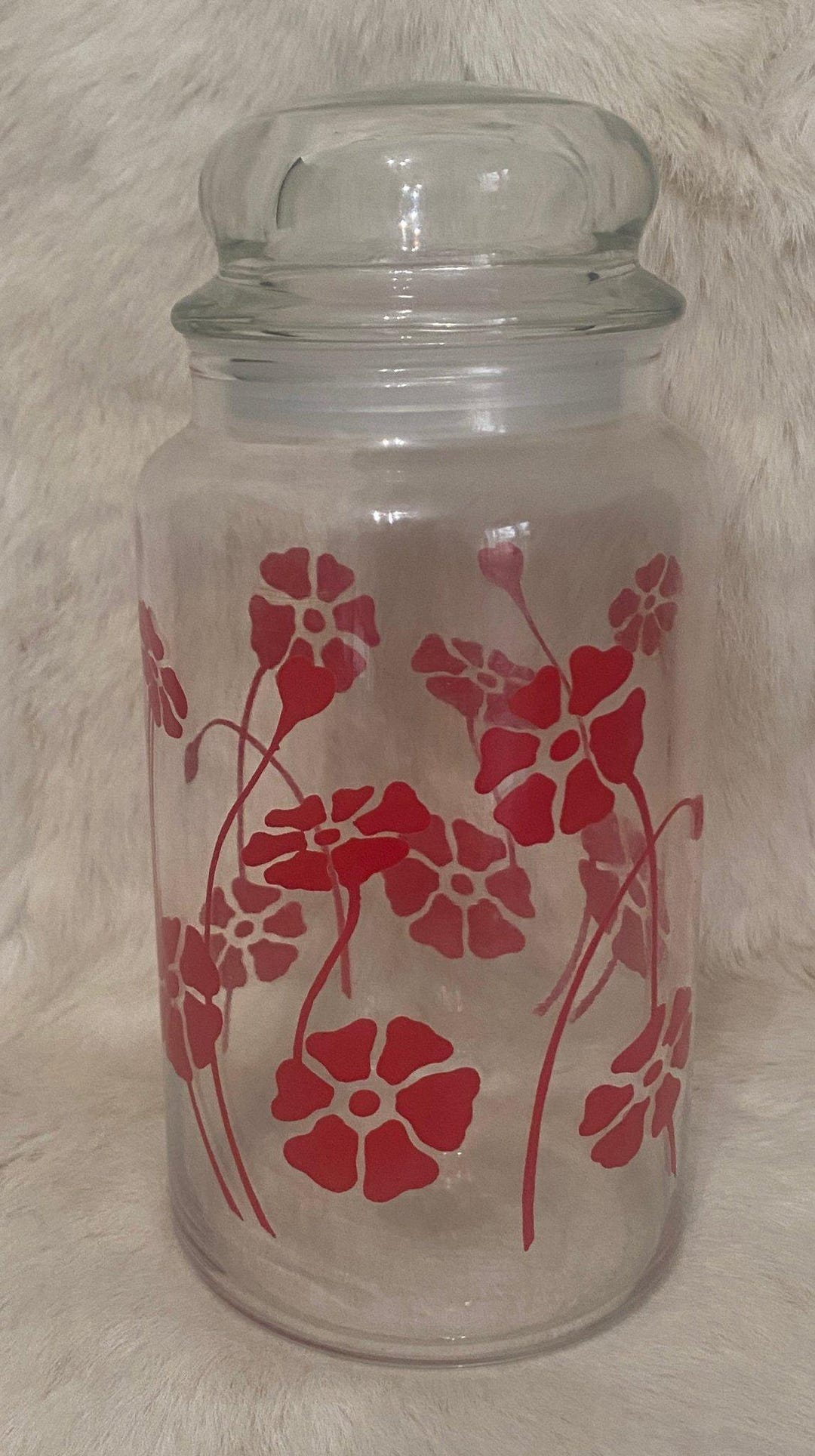 Anchor Hocking Red Daisy Poppy Glass Jar - Etsy