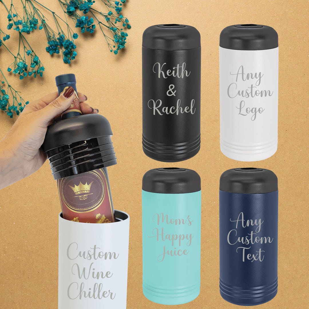 Custom Wine Chiller, Stainless Steel Wine Cooler, Custom Text! Your ...