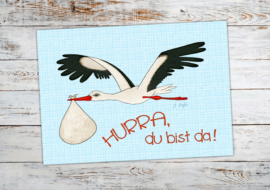 Postcard hurra You're Here Happy Birth Boy - Etsy