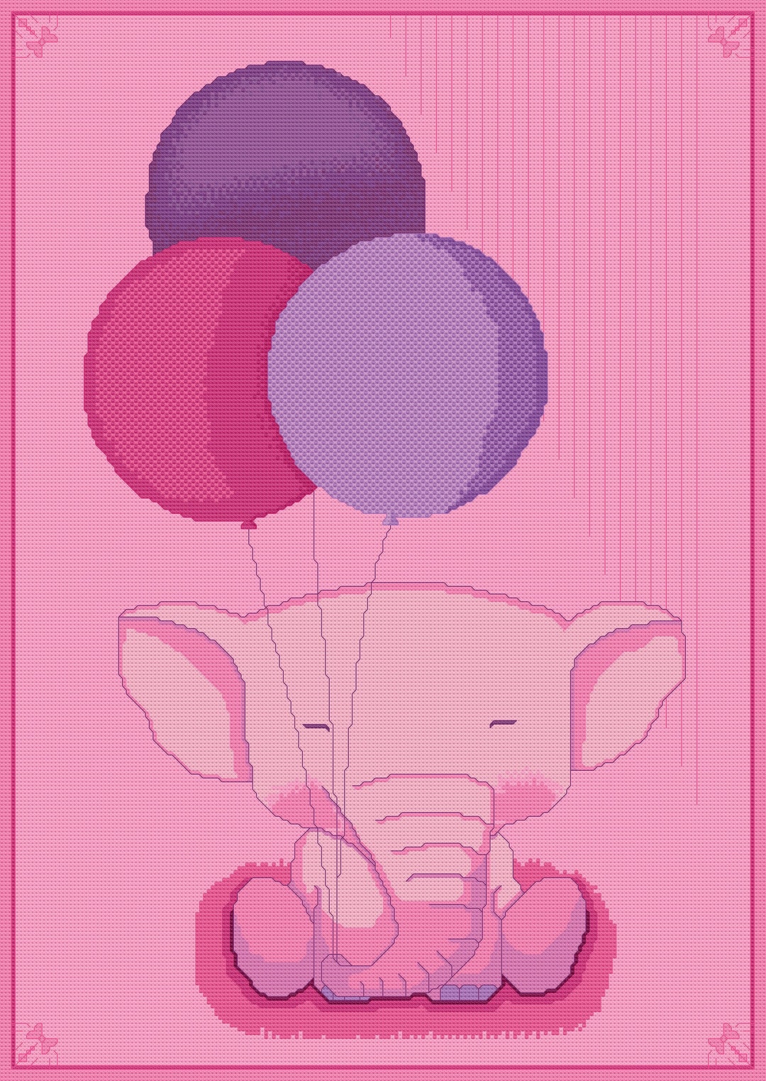 Little Pink Elephant With Balloons - Etsy